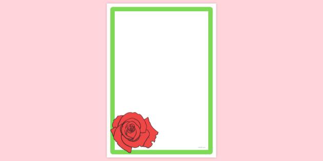 FREE! - Simple Blank Rose Flower Page Border | Page Borders | Twinkl
