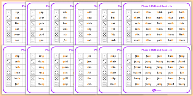 Phase 3 Consonant Phoneme Roll and Read Mats (teacher made)