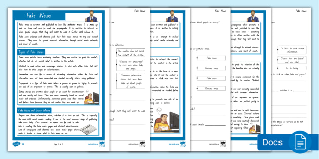 Fake News Differentiated Reading Comprehension