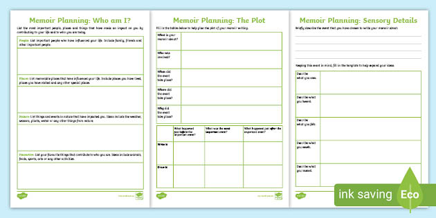 Memoir Writing Planning Templates and Activities Year 6