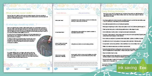 A Parent Guide to Fine Motor Skills (teacher made)