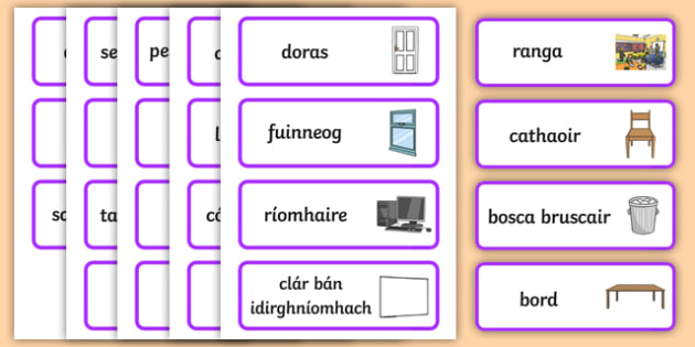 Classroom Word Cards Gaeilge (teacher made)
