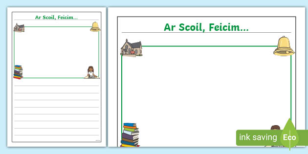 At School I See Writing Frame Gaeilge (teacher made)