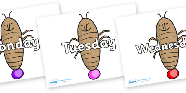 Days of the Week on Glowworm to Support Teaching on James and the Giant ...