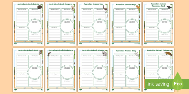 Australian Animals Information Report Writing Frames Pack