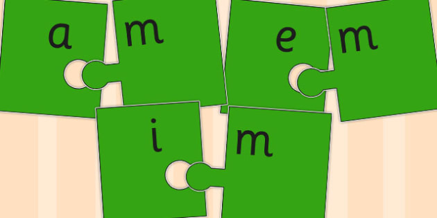 Vowel and Final 'M' Jigsaw Cut Out