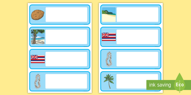 Hawaiian Themed Editable Gratnells Tray Labels - Hawaiian Themed Editable