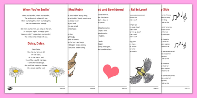 Adult Education Valentine's Day Song Words (teacher made)