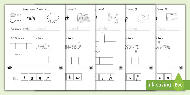 Long Vowel Sounds Writing Activities | Twinkl (teacher made)