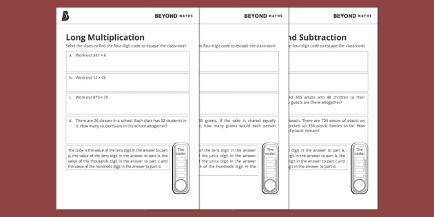 Escape the Room: Arithmetic Exit Tickets - Beyond Maths