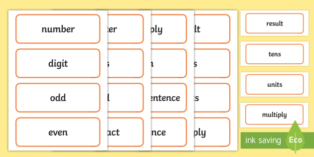 Number: Maths Word Cards (teacher made)