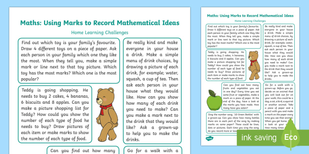 EYFS Maths: Records, Using Marks... Home Learning Challenges