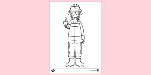 FREE! - Firefighter with Oxygen Mask Colouring Sheets