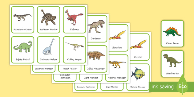 Dinosaur Classroom Jobs Square Cards (teacher made)