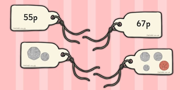 Price Tag Amount and Coins Matching Activity (teacher made)