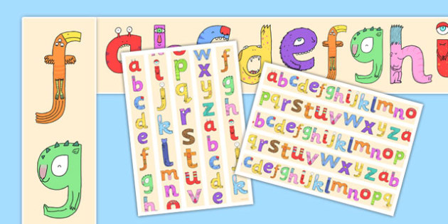 Lower-Case Monster Alphabet Display Borders