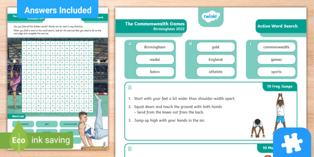 The Commonwealth Games 2022 Active Word Search - Twinkl