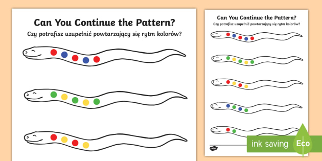 Two Colour Repeating Pattern Snake Fingerprint Worksheet / Worksheet