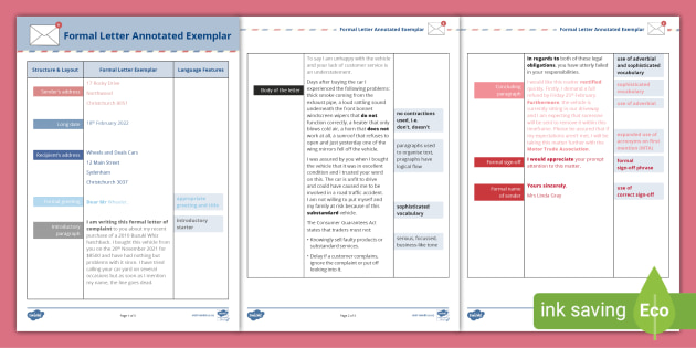You've Got Mail! Level 4 Letter Writing - Annotated Exemplar