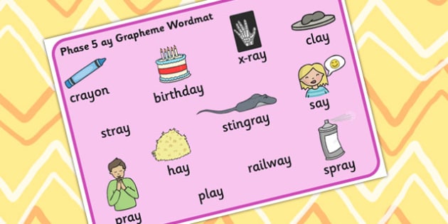 Phase 5 ay Grapheme Word Mat (teacher made)