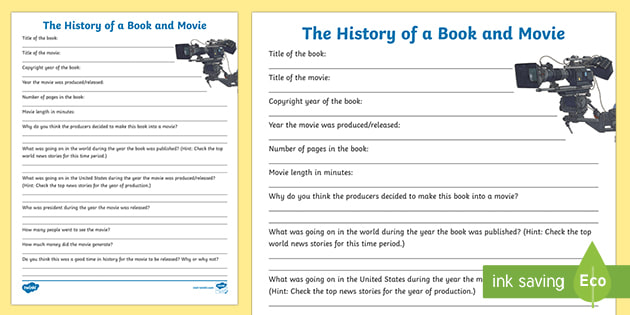 The History of a Book and Movie Activity