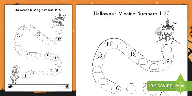 Halloween Spooky House Missing Numbers to 20 Activity