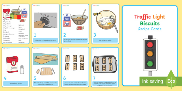 Traffic Light Biscuit Recipe Cards (teacher made)
