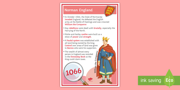 Humanities Display (History): Norman England A4 Display Poster