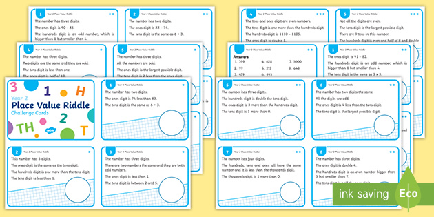 Maths Riddles for Kids: Place Value Challenge Cards