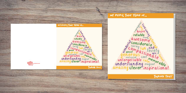 Pupil Appreciation Word Shape Card | Twinkl Party