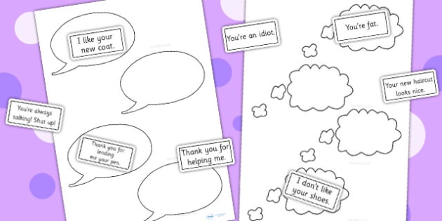 Think It Thought Bubbles And Say It Speech Bubbles Sort Activity