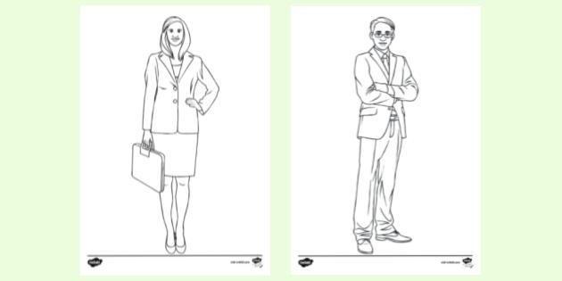 FREE! - Business People Colouring Sheets (teacher made)