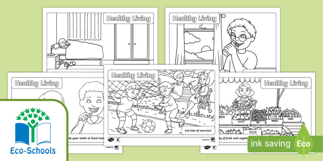 Healthy Living Colouring Pages (teacher made)