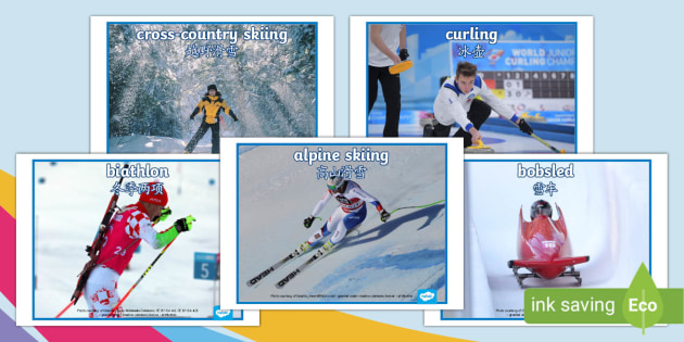 Winter Olympic Sports Photos English/Mandarin Chinese 中文