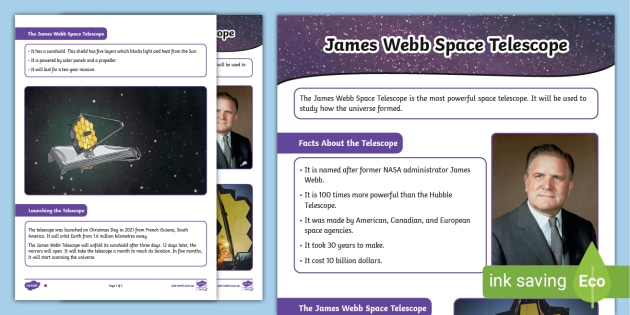 James Webb Space Telescope Differentiated Fact Files