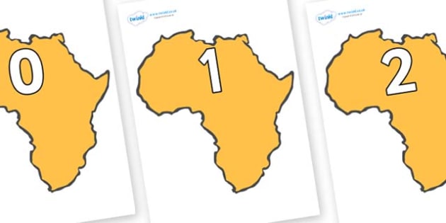 Numbers 0-50 on Africa