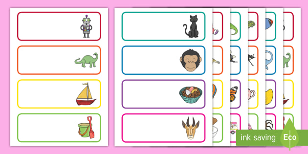 👉 Mixed Images Drawer Labels - Mixed Images Peg Name Labels