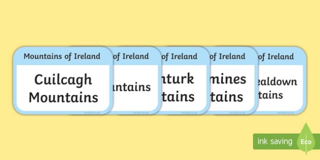 Mountains of Ireland Flashcards-Irish