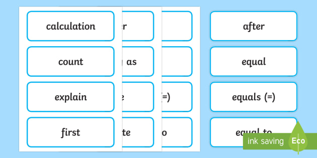 Year 1 2014 National Curriculum Addition and Subtraction Vocabulary Cards
