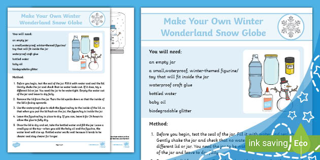 Make Your Own Winter Wonderland Snow Globe (teacher made)