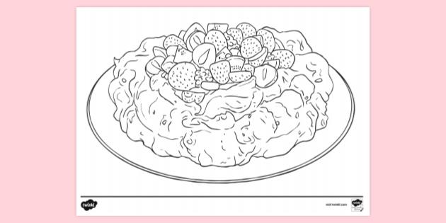 FREE! - Fruit Pavlova Colouring Sheet - Twinkl