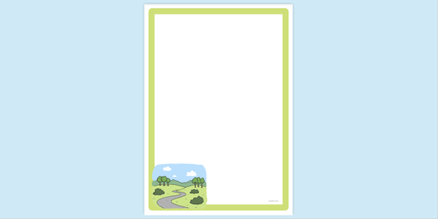 FREE! - Simple Blank Path Through Hills Page Border | Page Borders