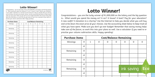 Lotto Winner Activity (Teacher-Made)