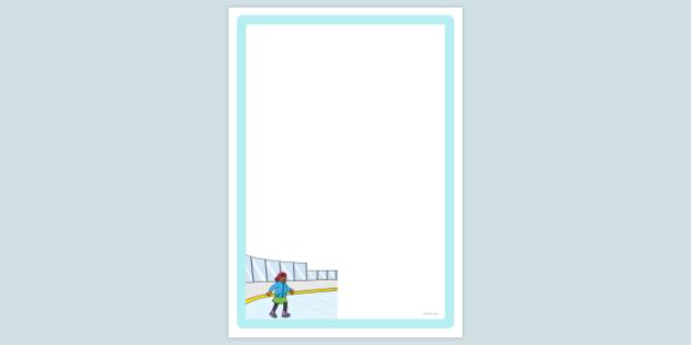FREE! - Simple Blank Ice Skating Cartoon Page Border | Twinkl