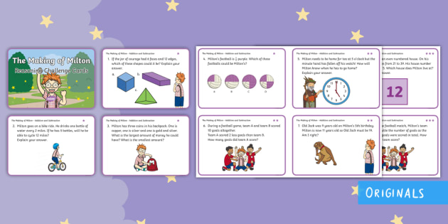 Year 2 The Making of Milton Reasoning Differentiated Maths Challenge Cards