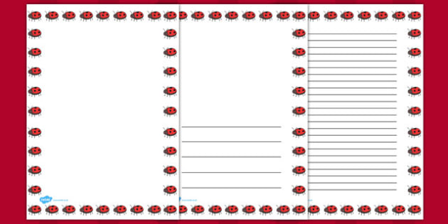Ladybug Plain and Lined Paper for Kids - Twinkl Resources