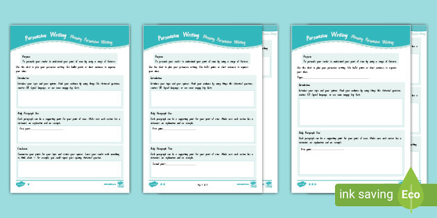 Level 3 Writing - Persuasive Writing Planning Sheet