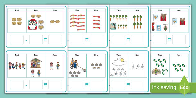 👉 Winter-Themed First, Then, Now Subtraction Stories