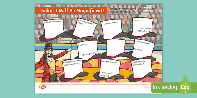 Today I Will Be Magnificent Worksheet (teacher made)