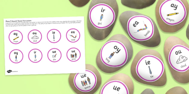Phonic Phases 5 Sounds Stone Cut Outs (teacher made)